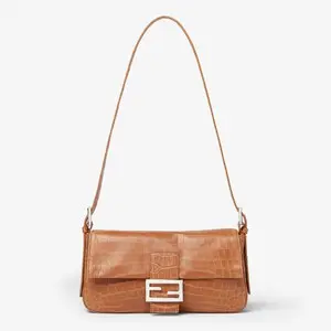 Fendi Baguette® 26424 Camel-color Brushed Crocodile Leather Bag